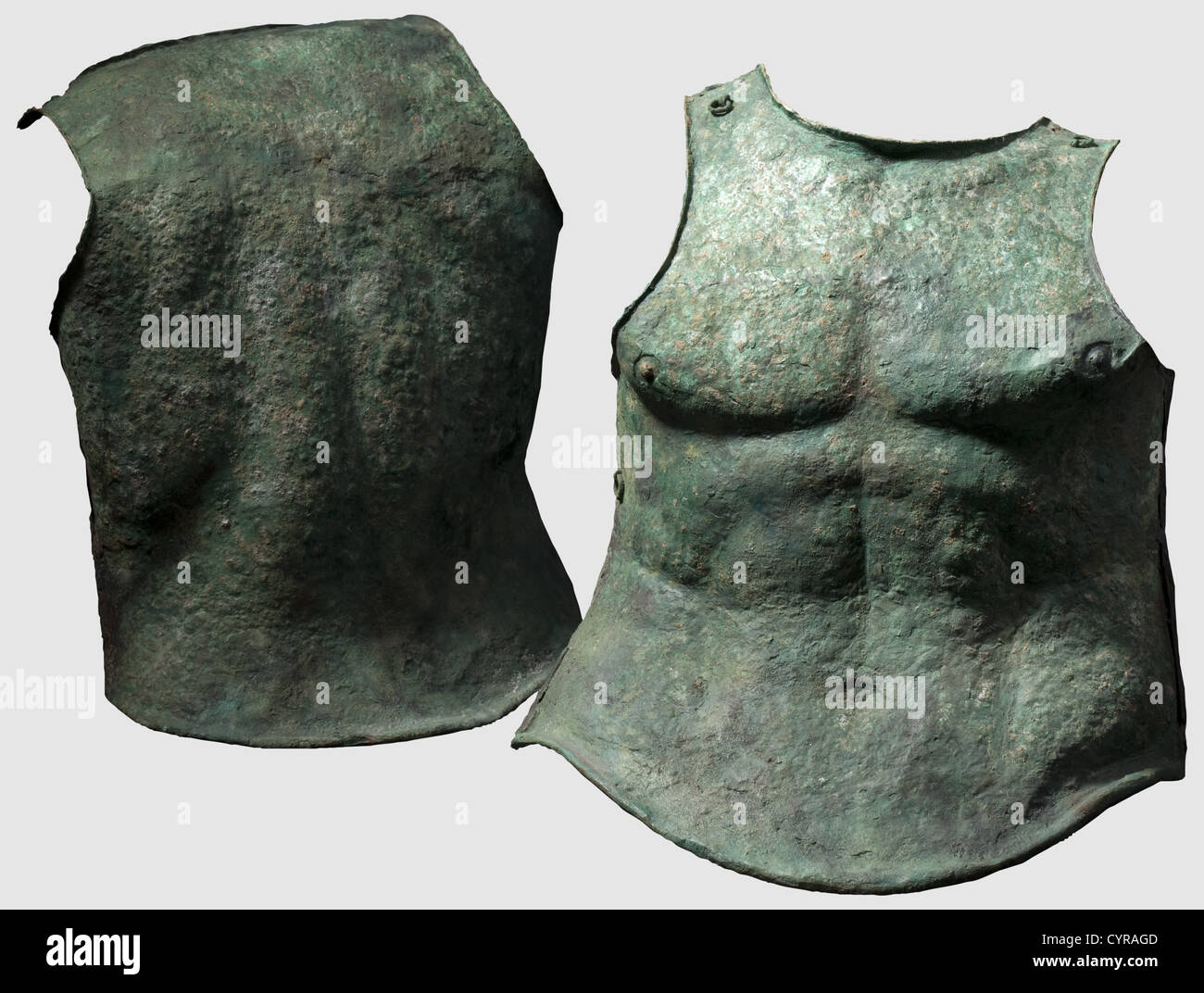 A Greek muscled cuirass,5th/4th century B.C. Bronze. Breastplate shaped ...