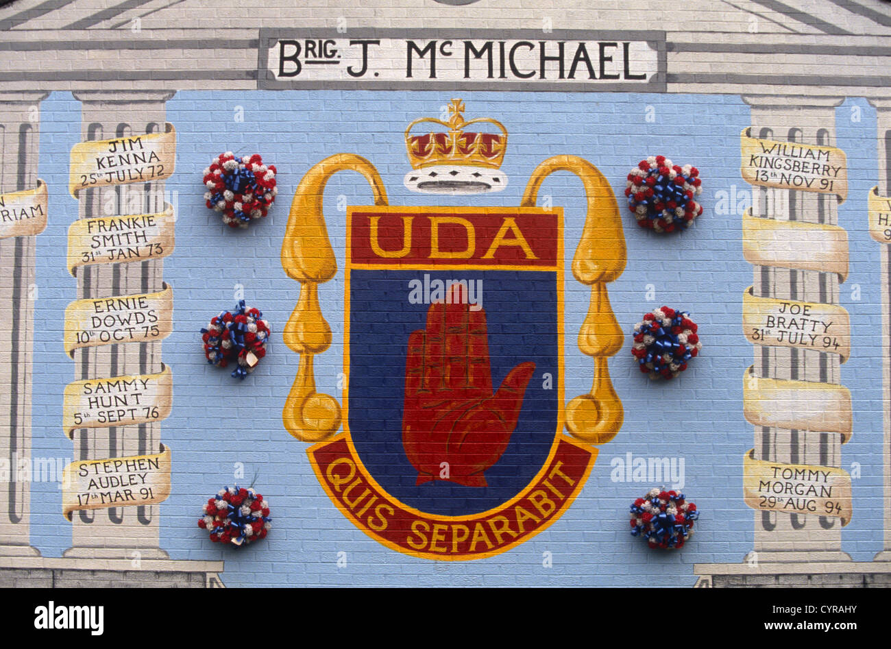 A loyalist wall mural in a protestant area of Belfast showing the Red ...