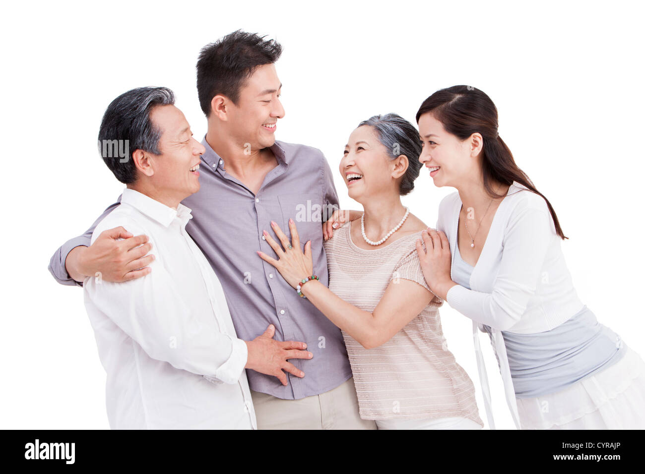 Happy two generation family Stock Photo - Alamy
