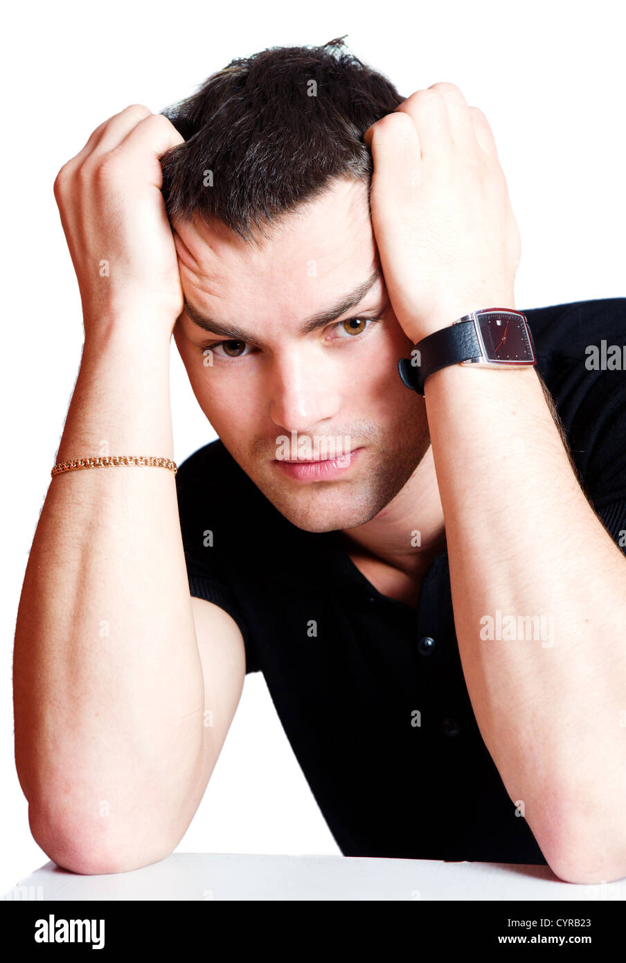 Portrait of Young man having problems Stock Photo - Alamy