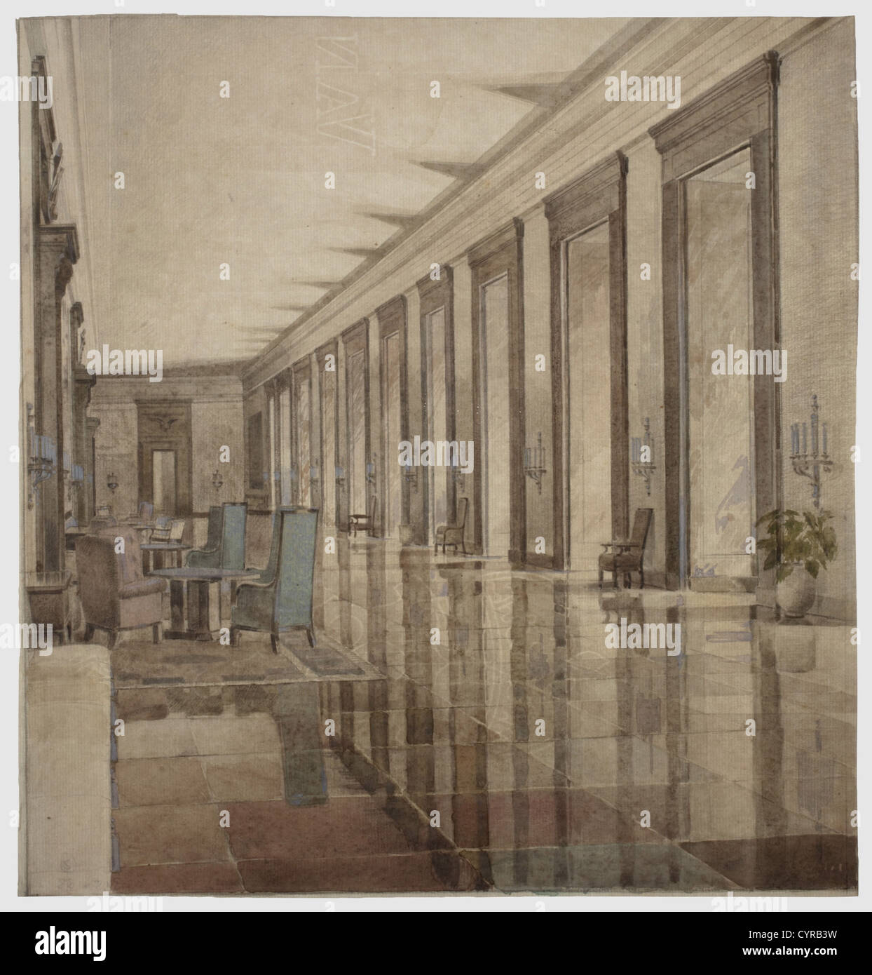 Gerhard Halbritter (1908 - 2002), an original aquatint of the office in ...