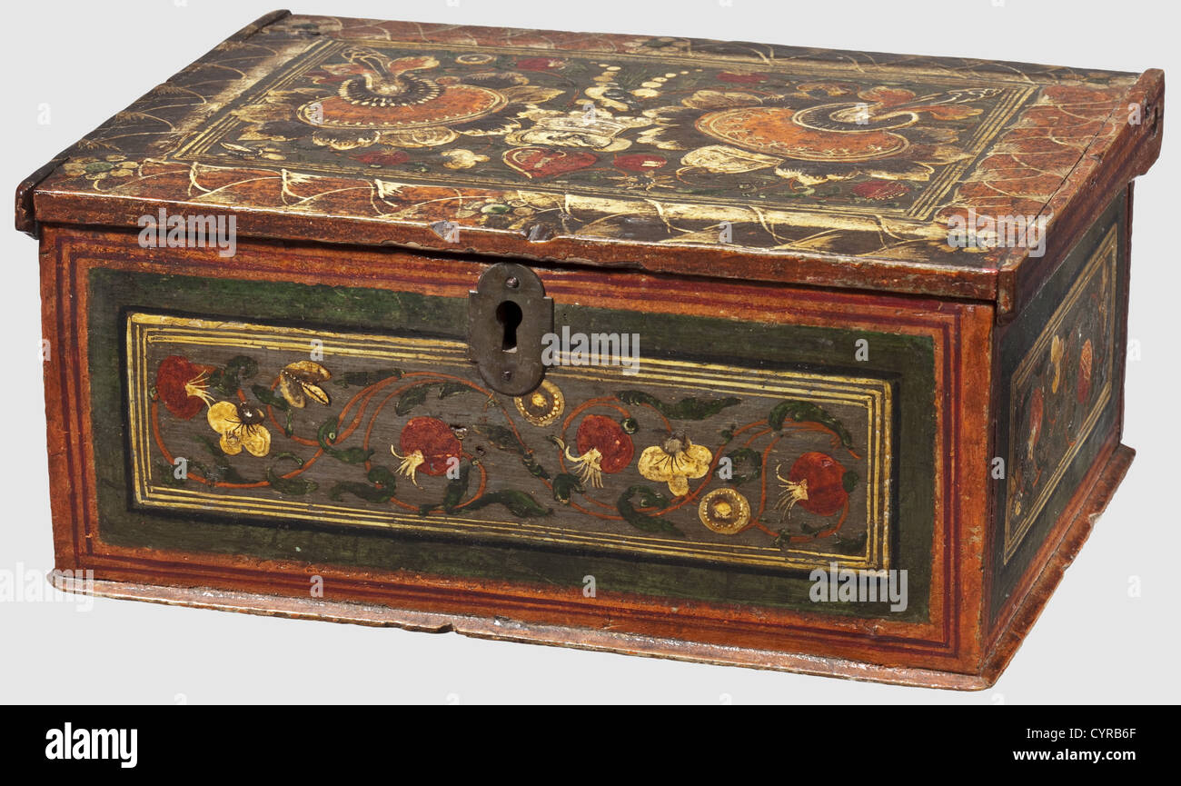 A Swabian wedding casket with bismuth painting, circa 1600 Rectangular ...