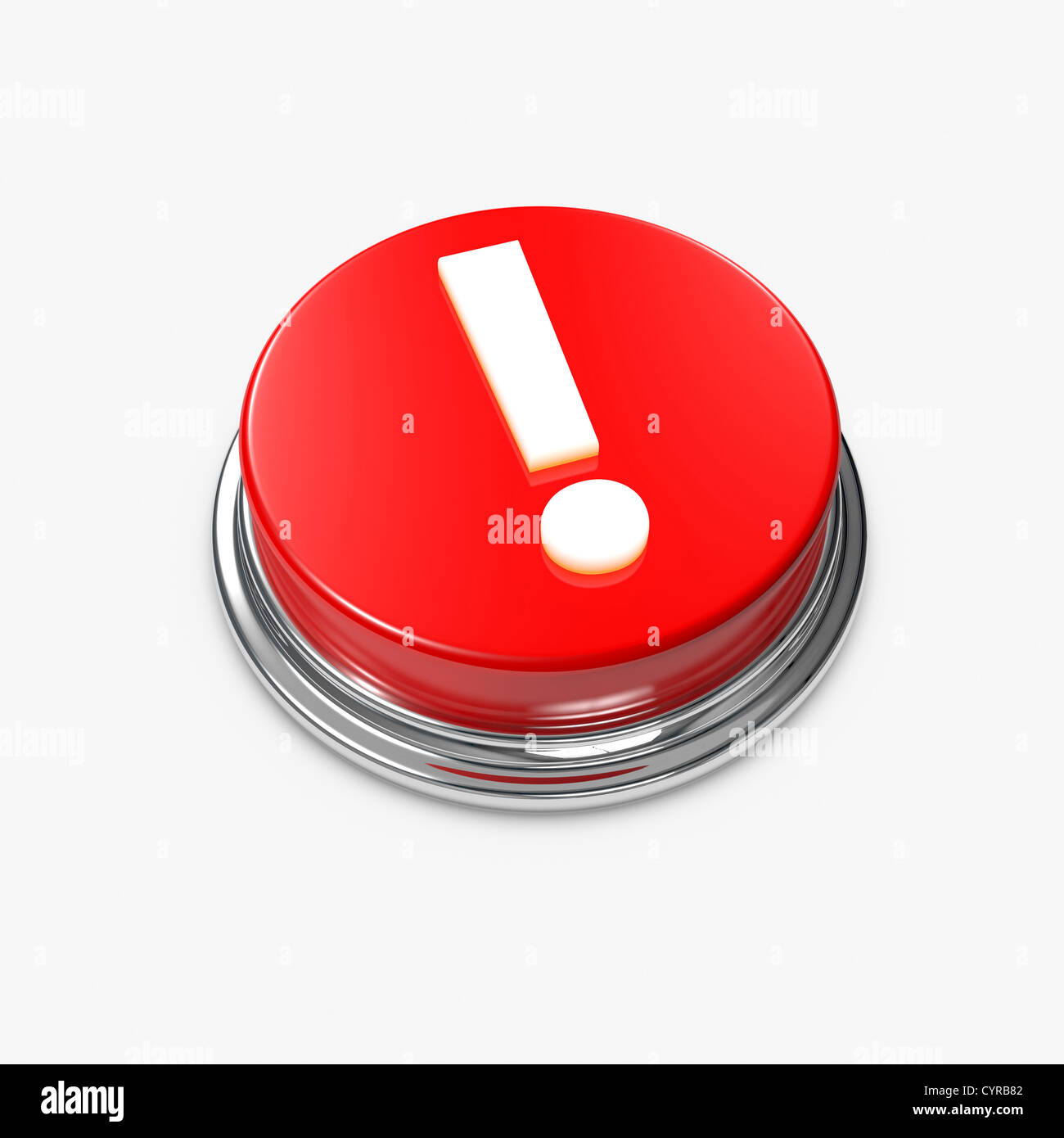A red Alert Button with an exclamation Mark Stock Photo - Alamy