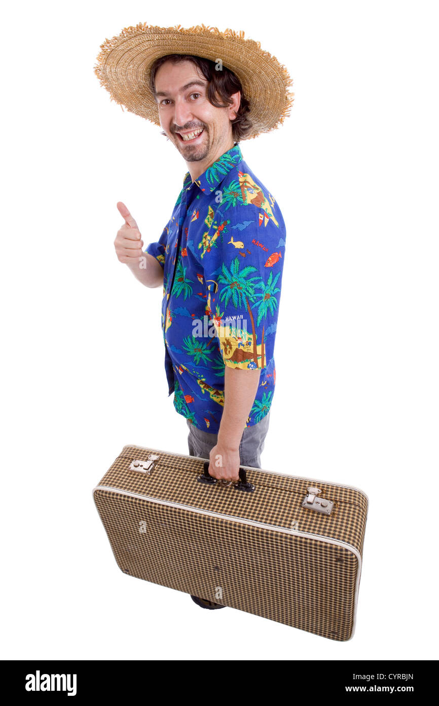 young silly man traveler, full body, isolated Stock Photo - Alamy