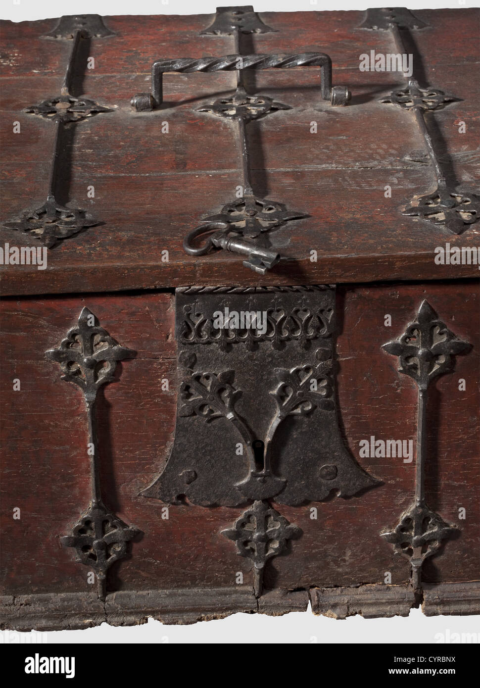 A large late Gothic letter box,Rhineland,circa 1500 Rectangular oak ...