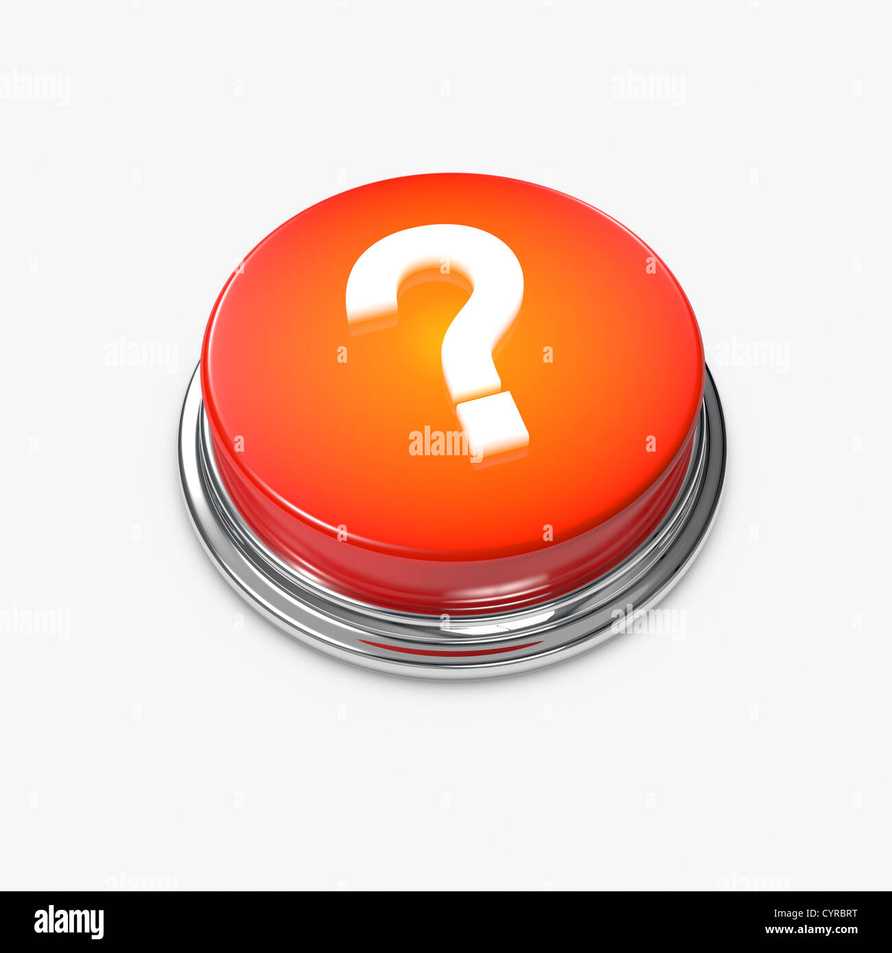 A glowing red Alert Button with a Question Mark Stock Photo - Alamy