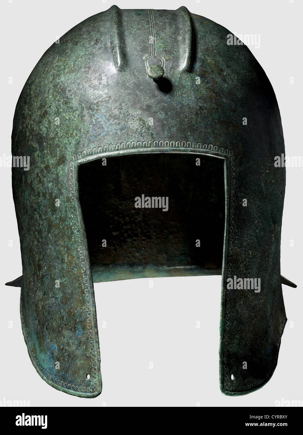 An Illyrian type helmet,6th century B.C.Bronze with greenish patina,Of ...