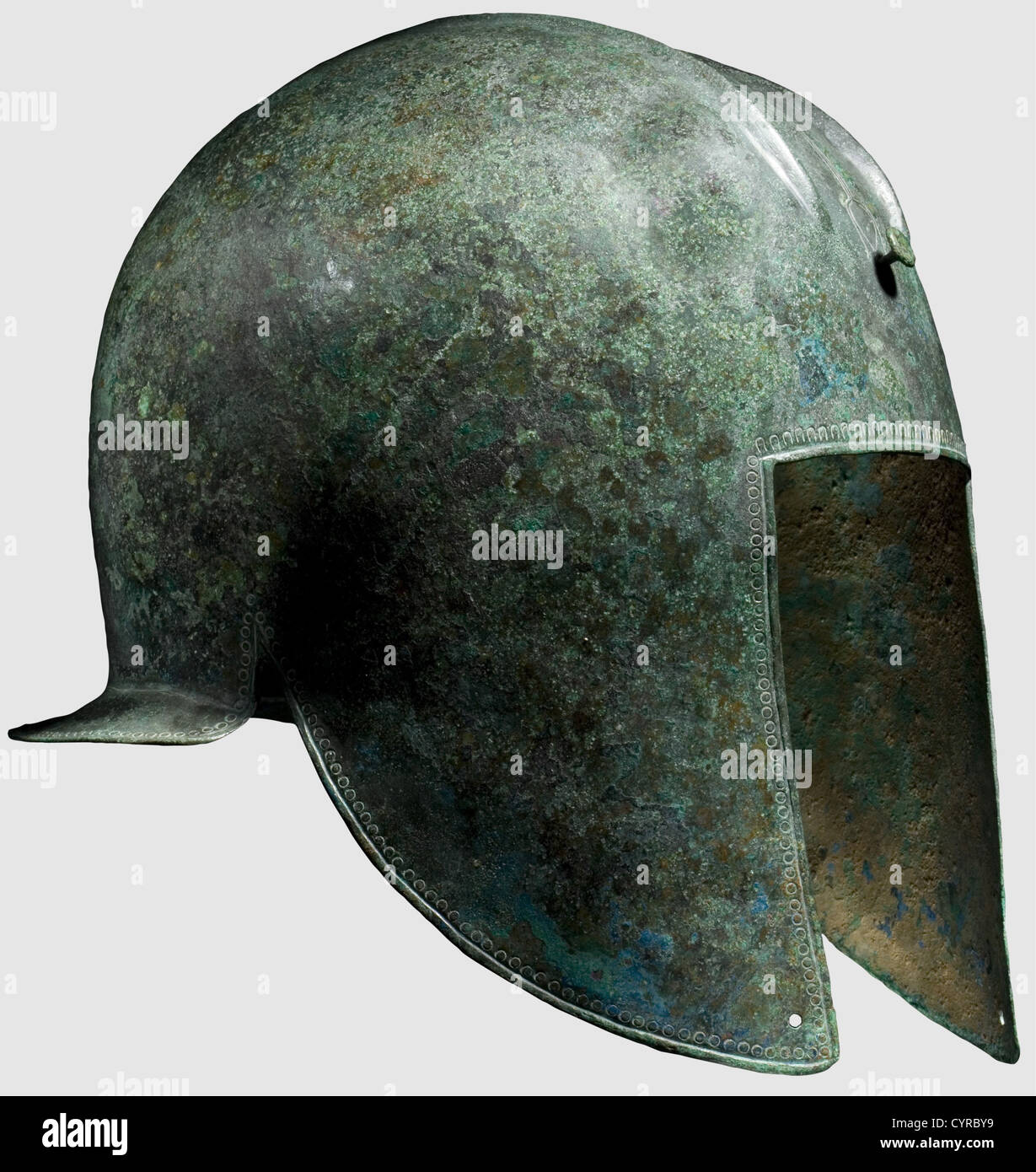 An Illyrian type helmet,6th century B.C.Bronze with greenish patina,Of ...