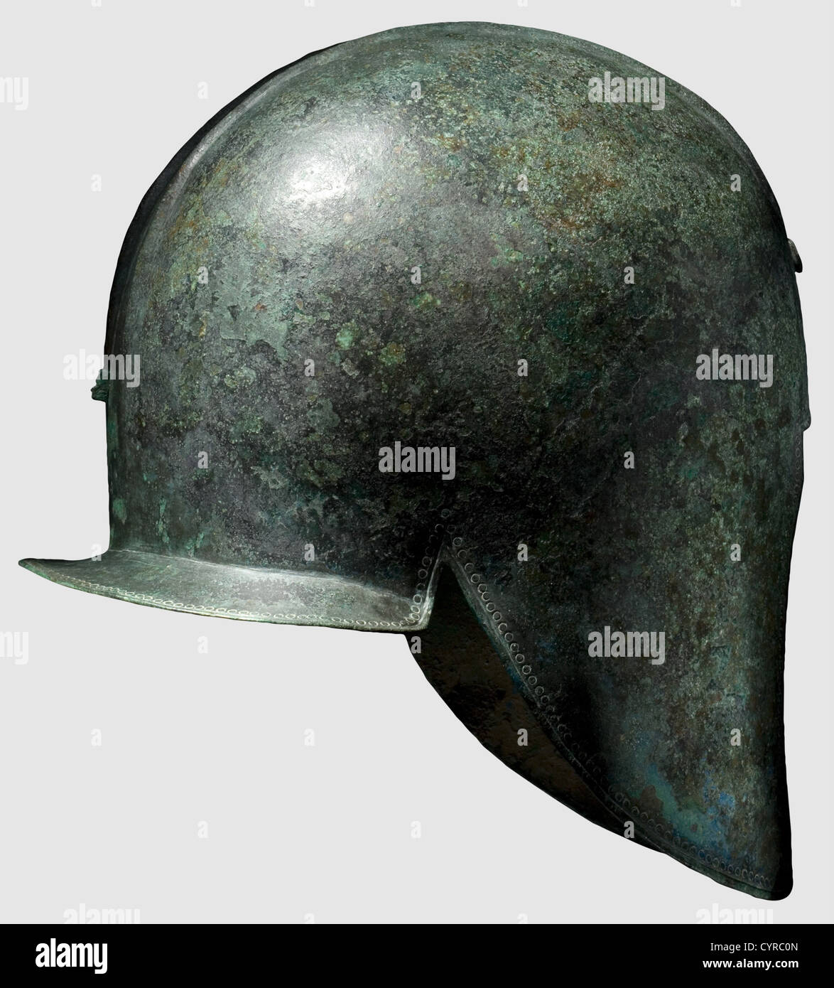 An Illyrian type helmet,6th century B.C.Bronze with greenish patina,Of ...
