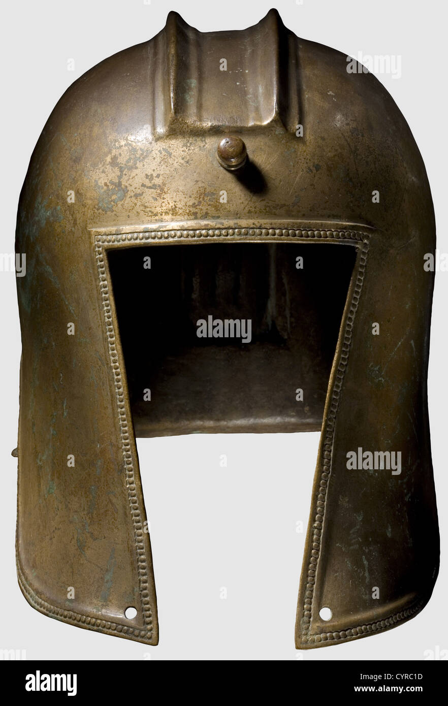 An Illyrian type helmet,Southeast Europe,5th century B.C. Bronze skull ...