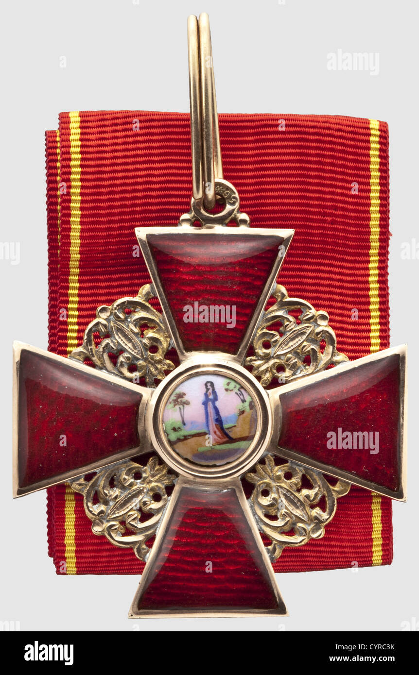 Order of St. Anne, 2nd Class Cross, Russia, circa 1890 Gold and enamel ...