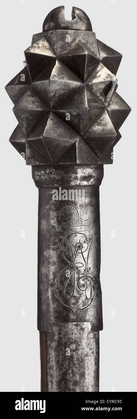 An iron mace,Duke Wilhelm Ernst of Saxony-Weimar(1683 - 1728)A screw ...
