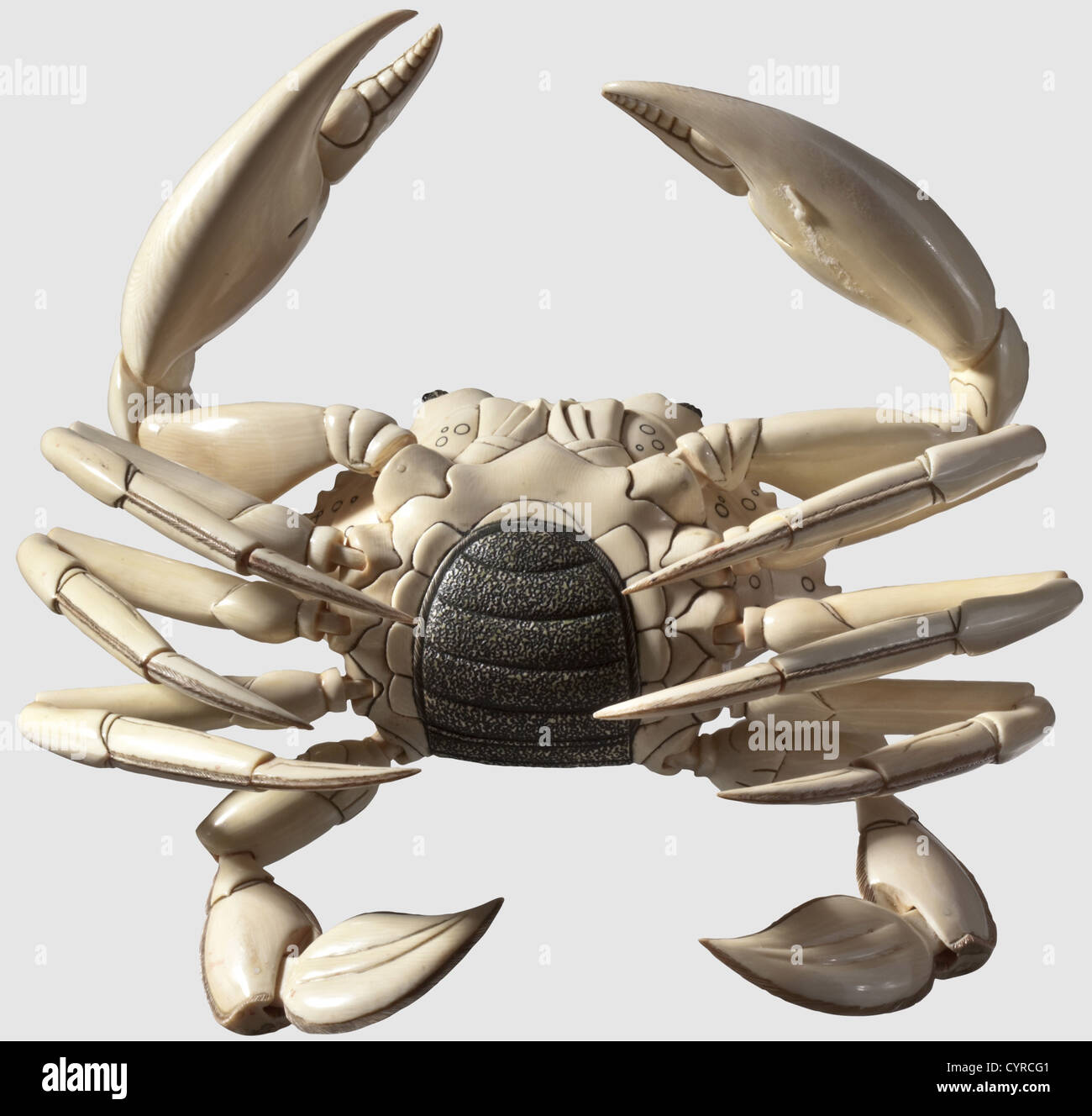An ivory figure of a crab, Japan, Meiji period Naturalistically carved ...