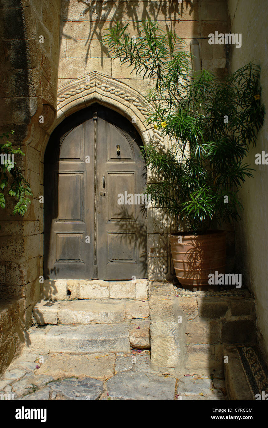 old gateway in Lindos, Rhodes, Greece Stock Photo - Alamy