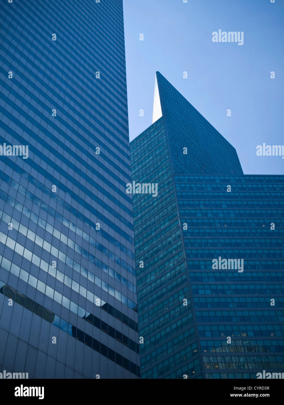 Two skyscrapers against a perfect blue sky Stock Photo - Alamy