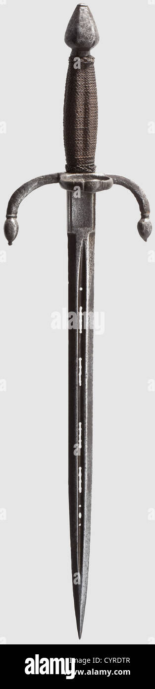 A German left-hand dagger,circa 1620 Double-edged blade cut with deep ...