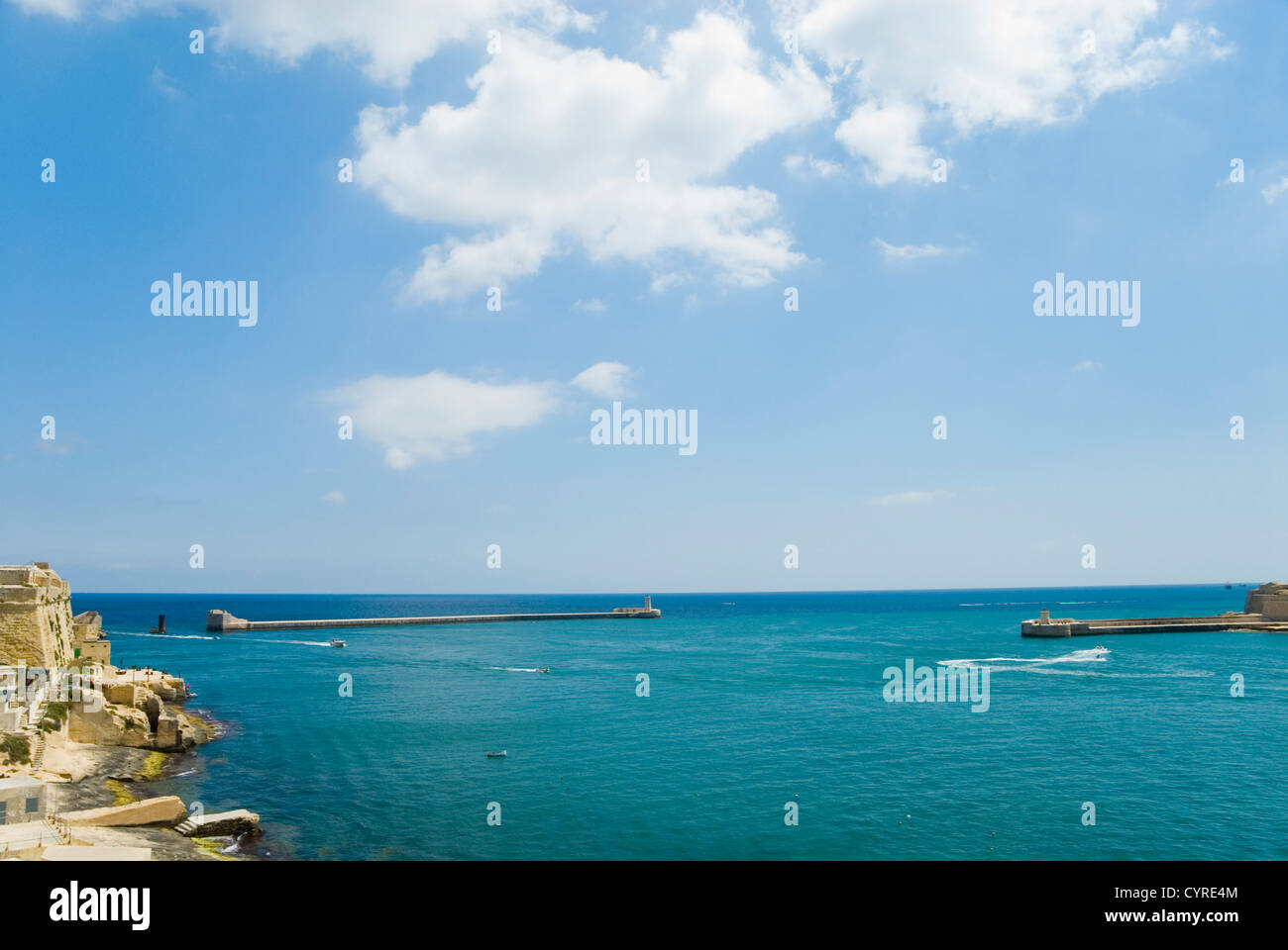 Two lighthouses in the sea, St. Elmo Lighthouse, Ricasoli Lighthouse ...