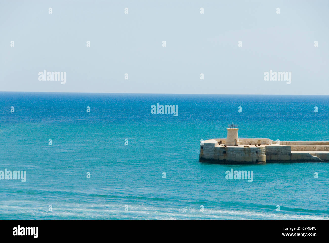 Lighthouse in the sea, Ricasoli Lighthouse, Grand Harbor, Valletta ...