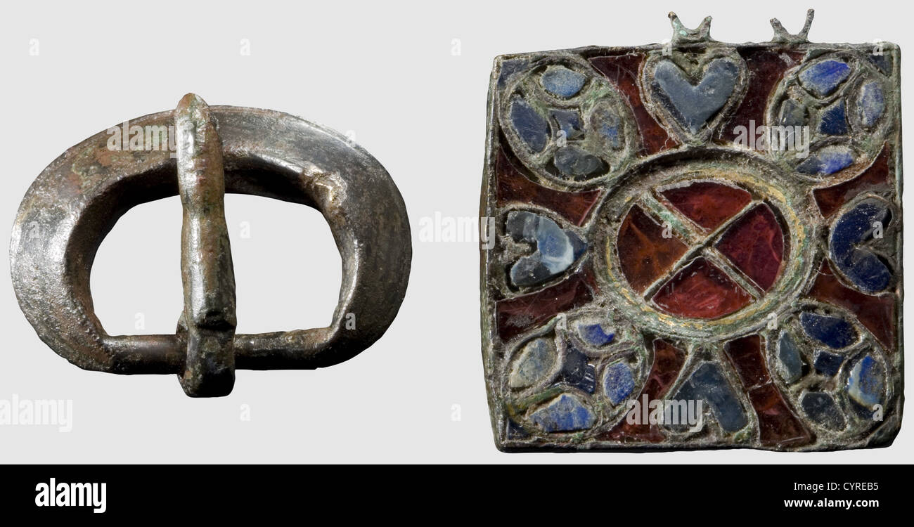 A Visigothic ceremonial belt buckle, 5th/6th century A.D. Sqare bronze ...