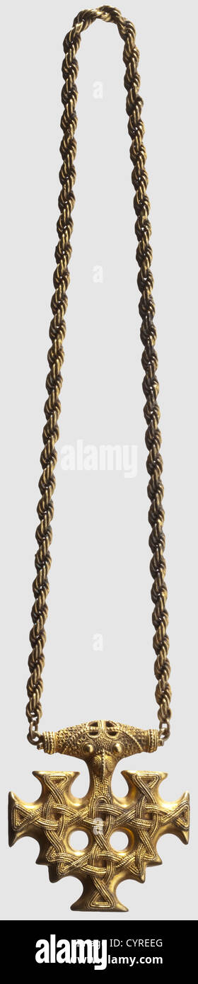 A necklace with a cross pendant,modelled after the Hiddensee gold find ...