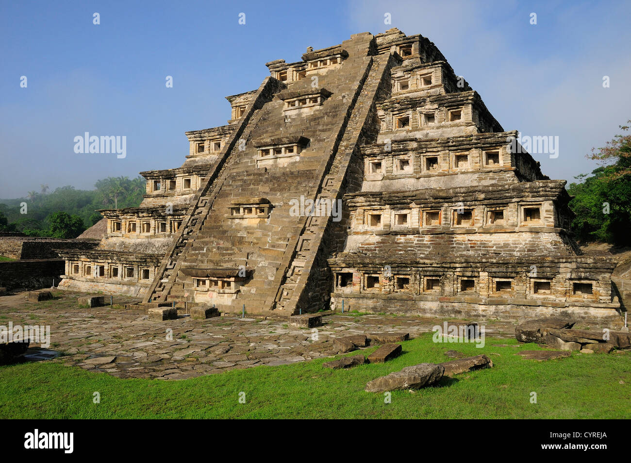 Mexico, Veracruz, Papantla, El Tajin archaeological site, Pyramid of ...