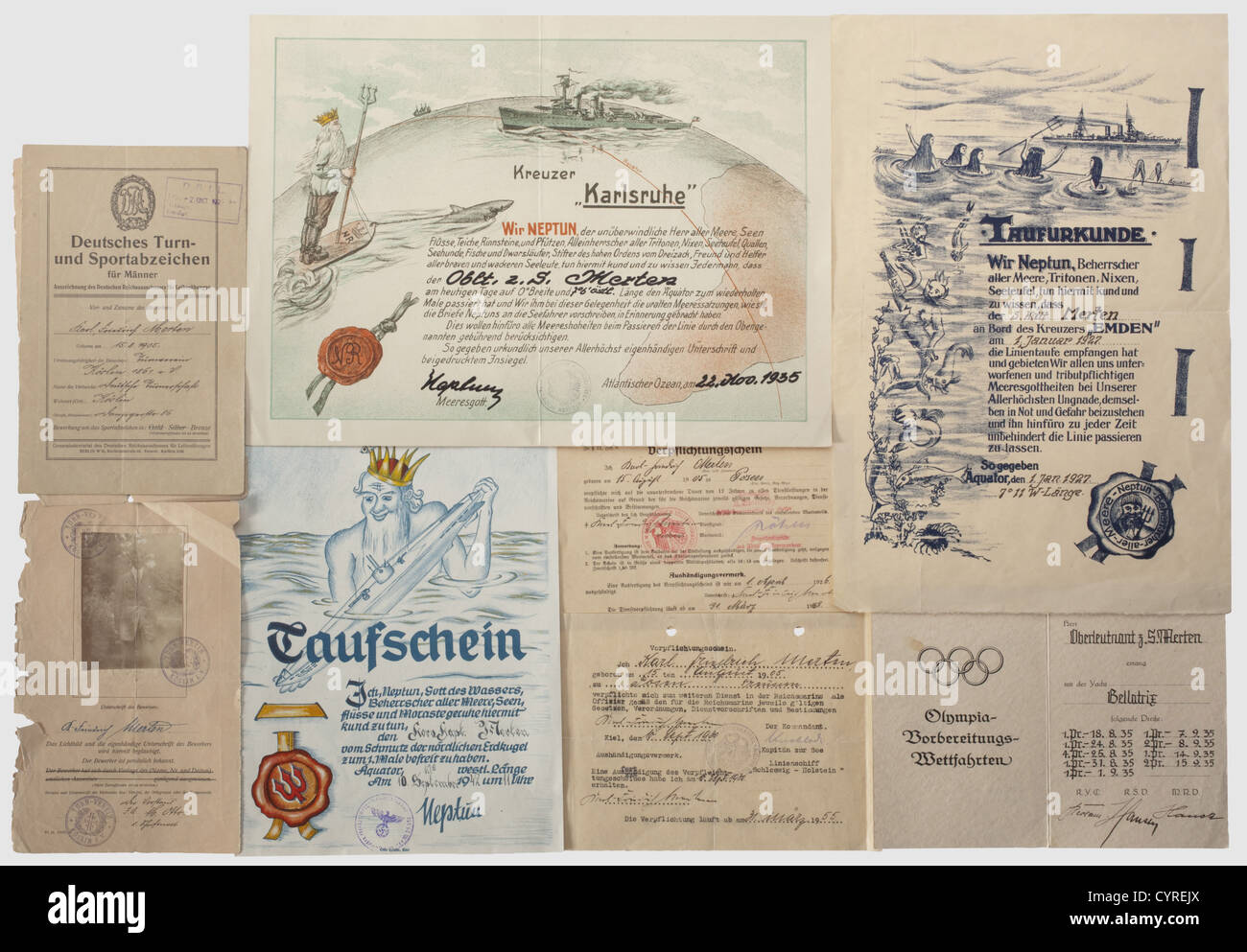 Certificates of enlisting and of crossing-the-line ceremonies ...