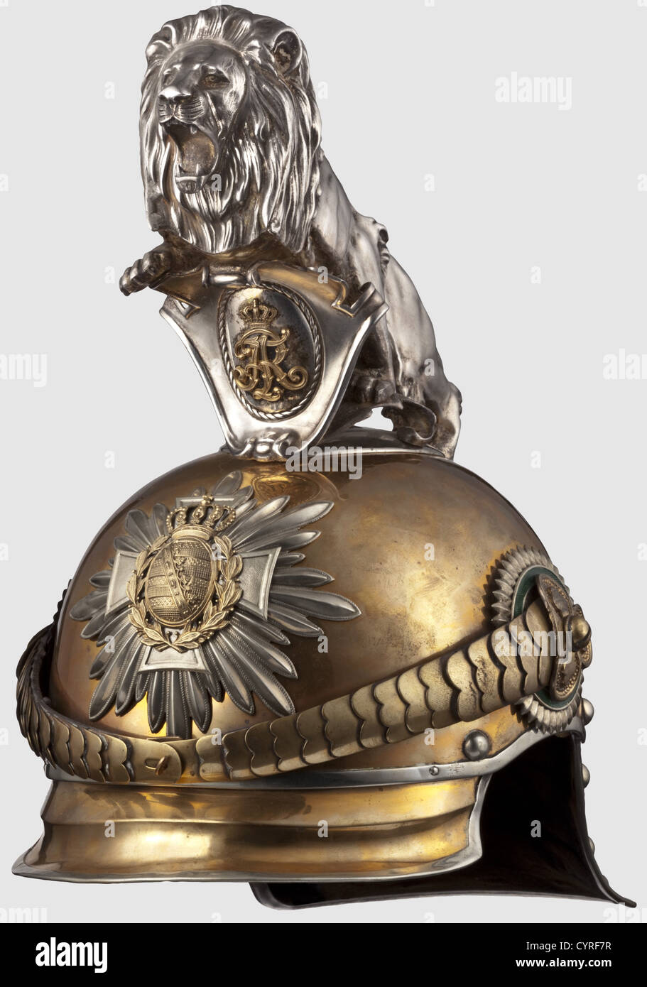 A parade issue helmet for a reserve officer,of the Saxon Horse Guards ...