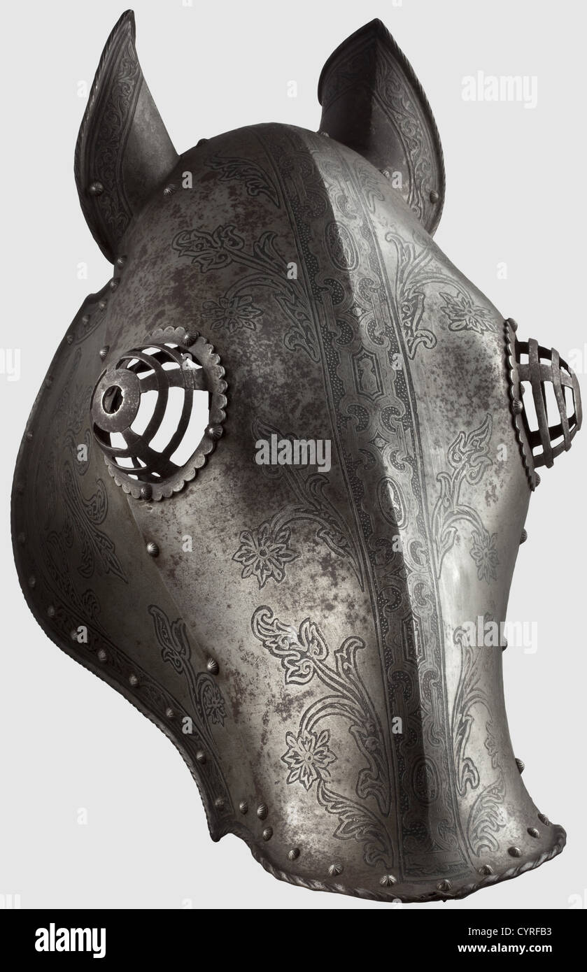 A chamfron,Historismus period,in style of 16th century A three-piece ...