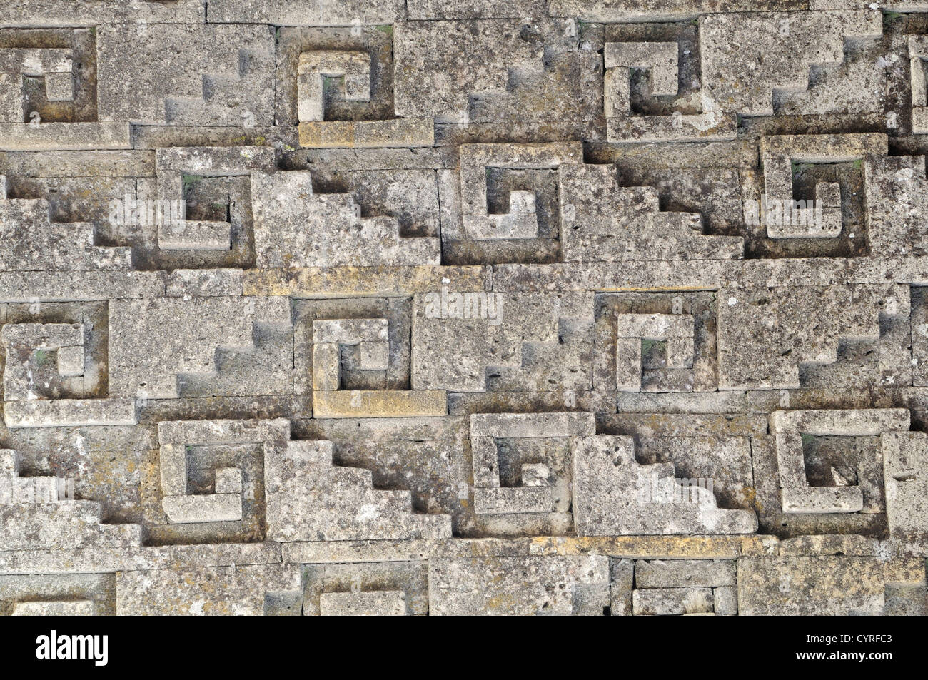 Mexico, Oaxaca, Mitla archaeological site Detail of geometric stone ...