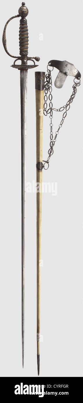 A fine French court sword,circa 1760/70 Iron hilt with chiselled ...