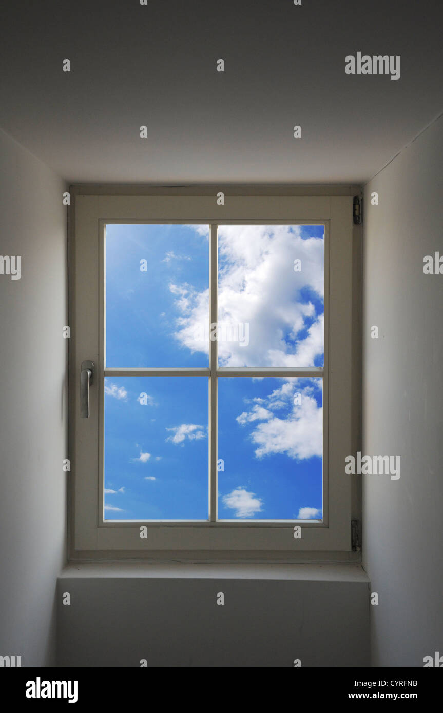 window and blue sky showing freedom concept with copyspace Stock Photo ...