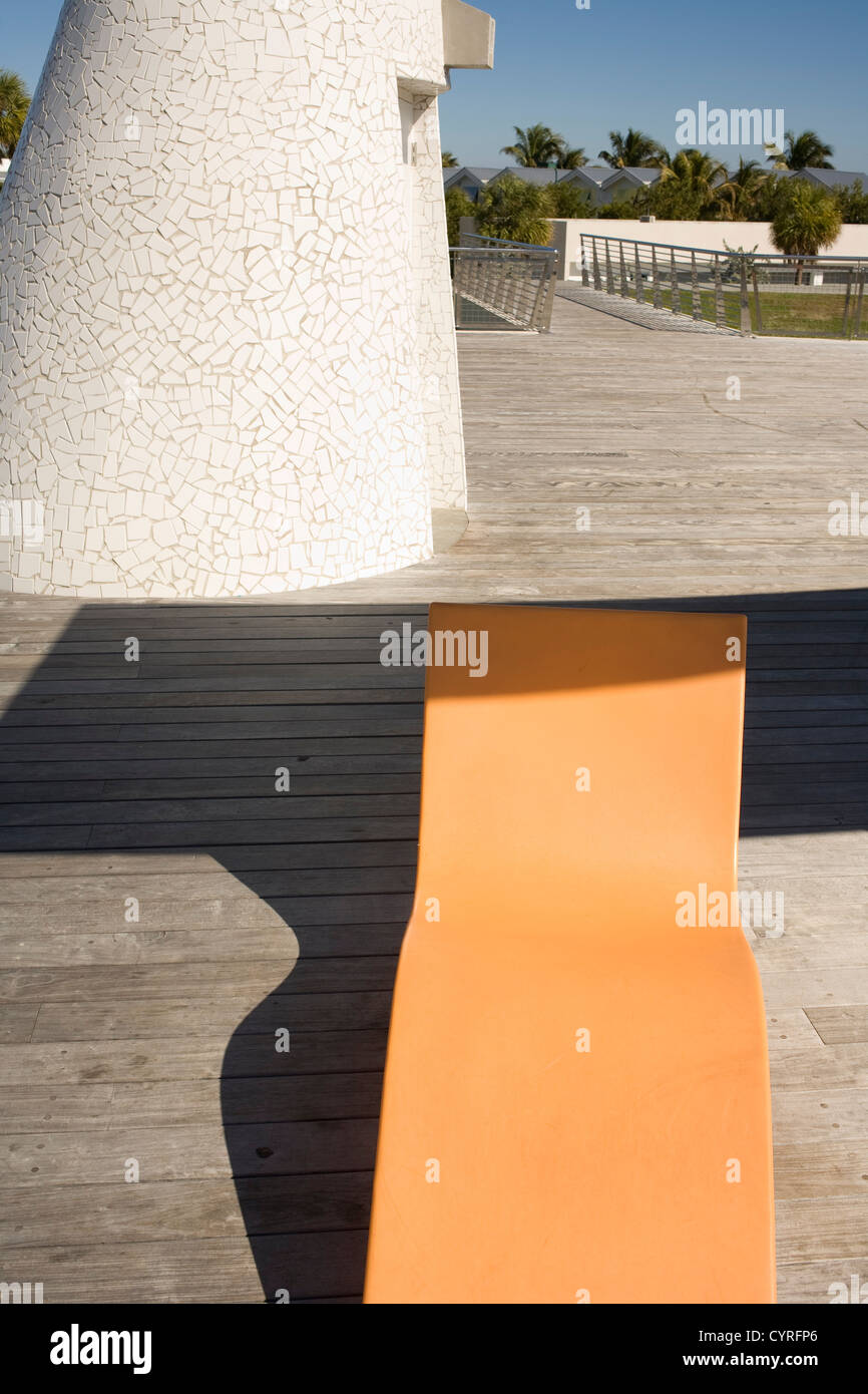 Sunbed and decking at South Point Park Miami South Beach. Stretch out ...