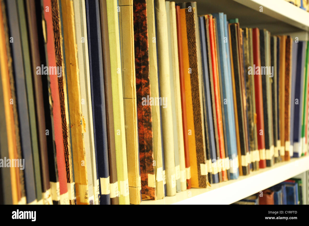 education books in a library showing school or university concept Stock ...