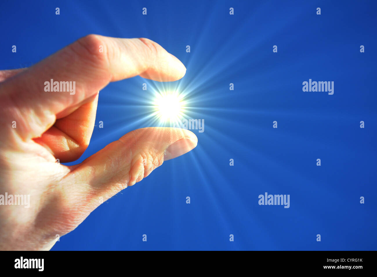 hand finger sky and sun showing freedom concept Stock Photo - Alamy