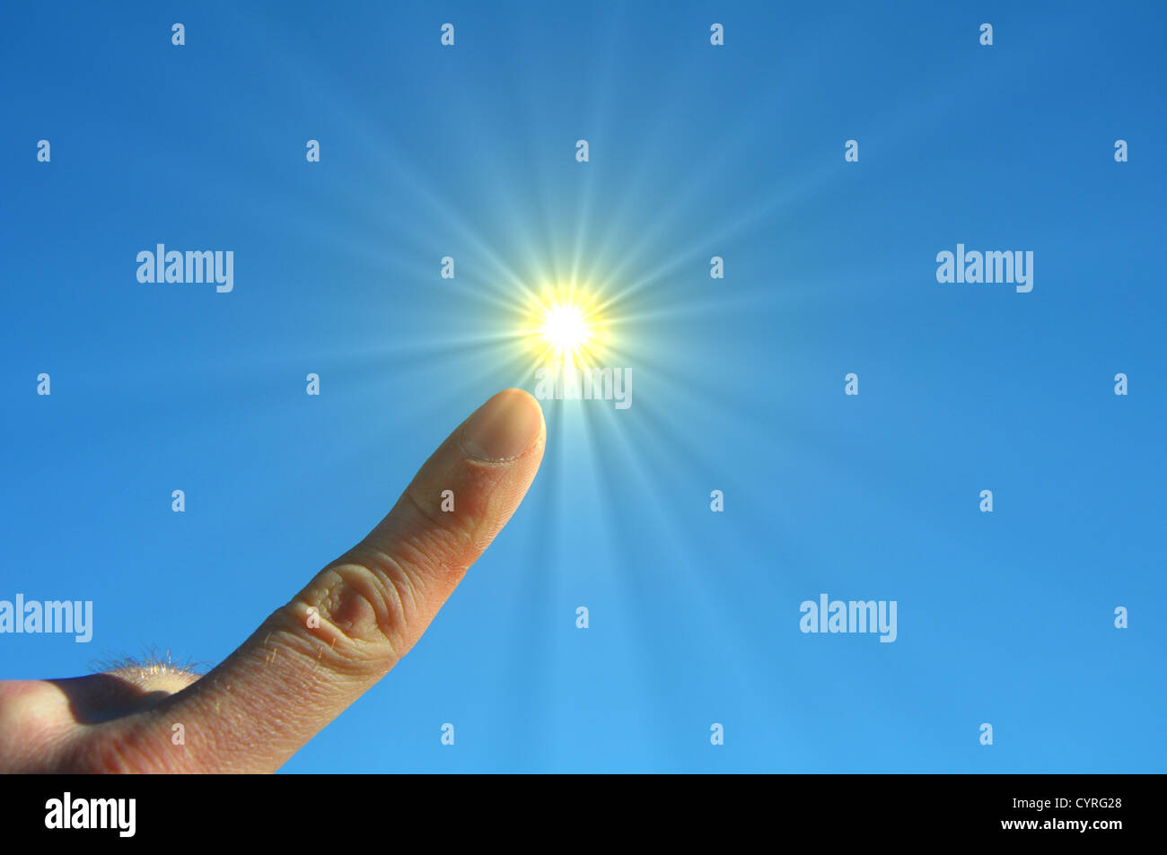 hand finger sky and sun showing freedom concept Stock Photo - Alamy
