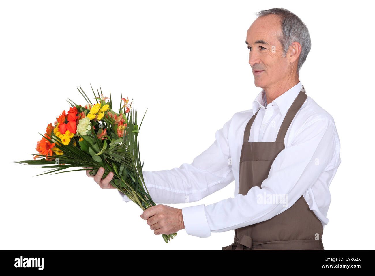 florist offering his flowers Stock Photo - Alamy