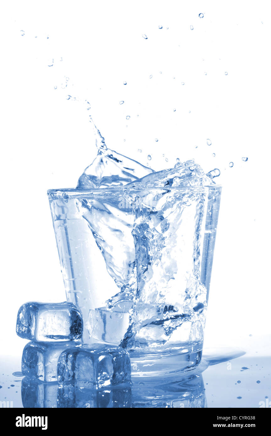 glass of ice water with bubbles on white background Stock Photo - Alamy