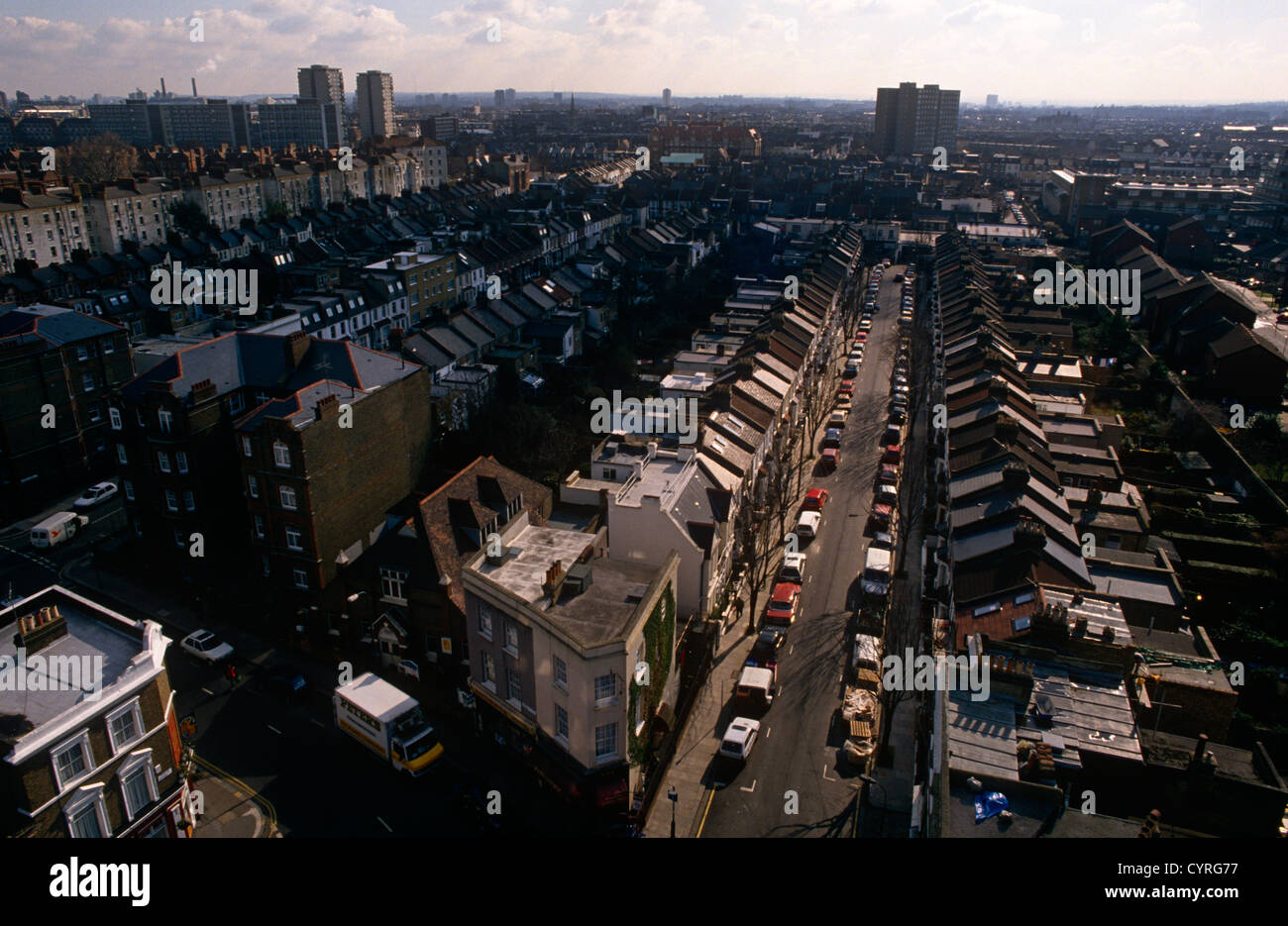 An aerial view of a west London street and its surrounding ...