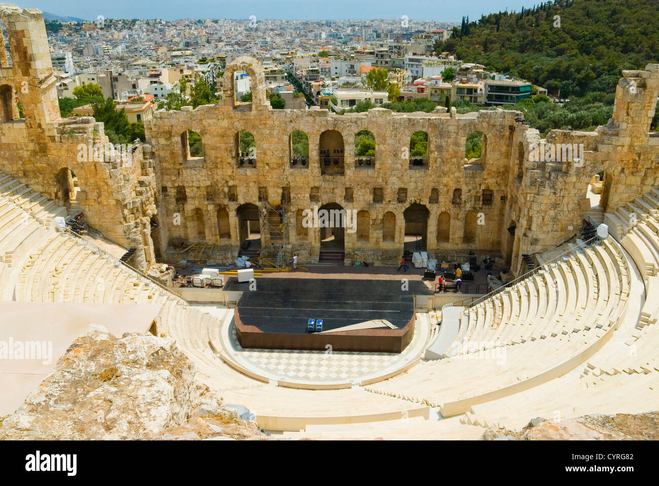 Ruins of an ancient amphitheater, Theatre of Dionysus, Acropolis ...