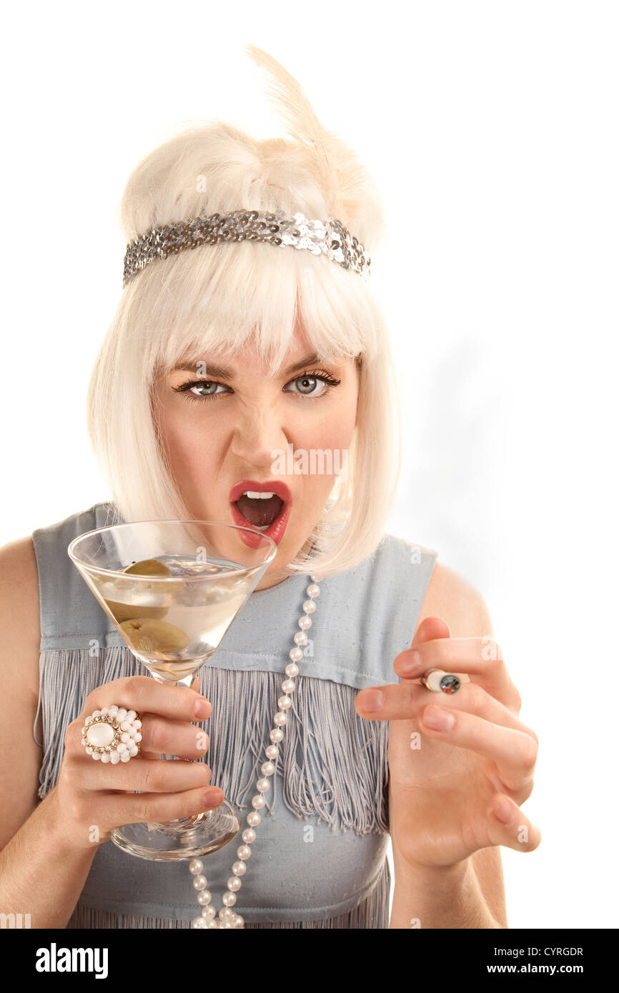 Pretty woman in vinatge 1920s flapper dress Stock Photo - Alamy