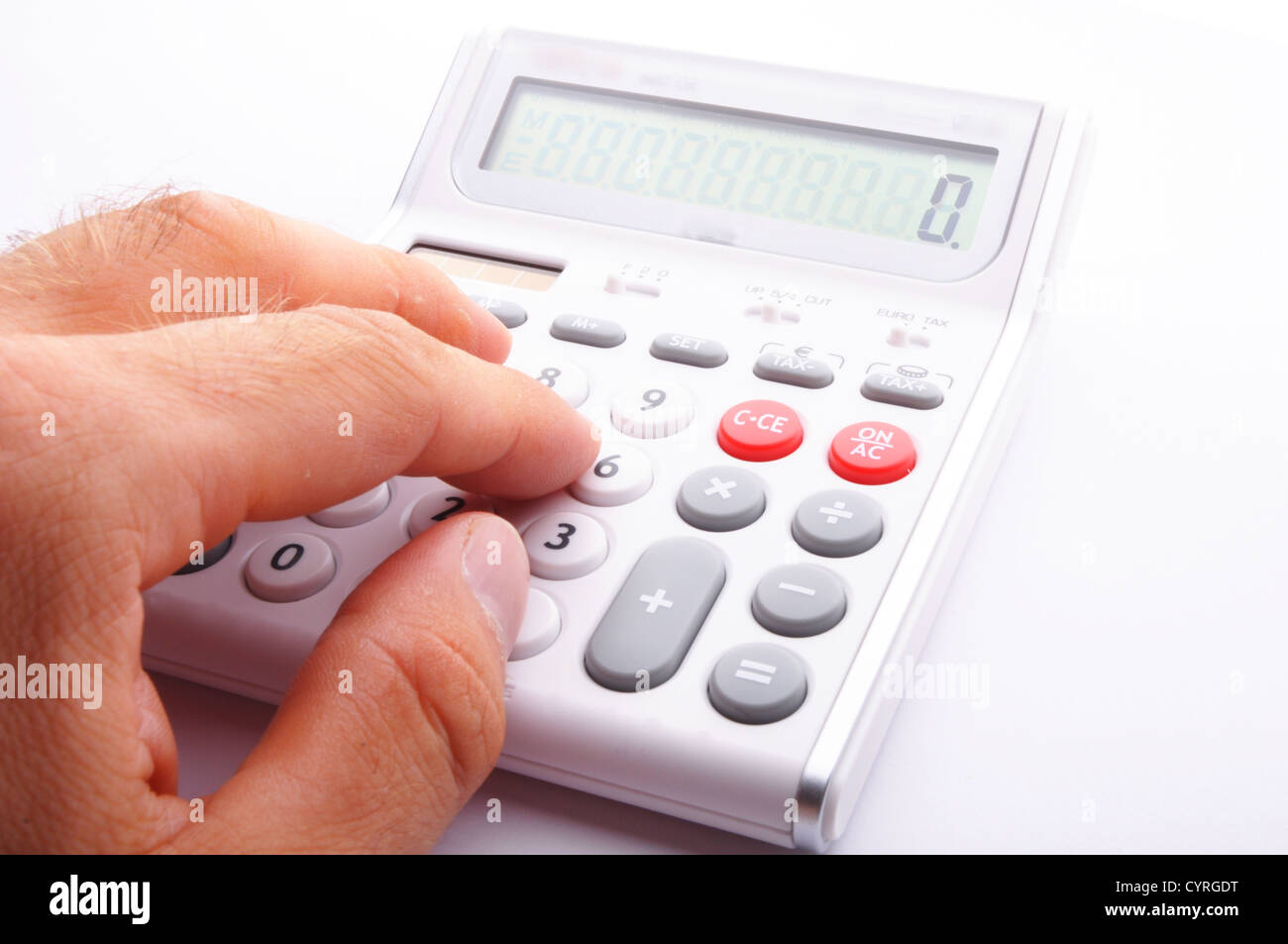 business calculation concept with modern white calculator Stock Photo ...