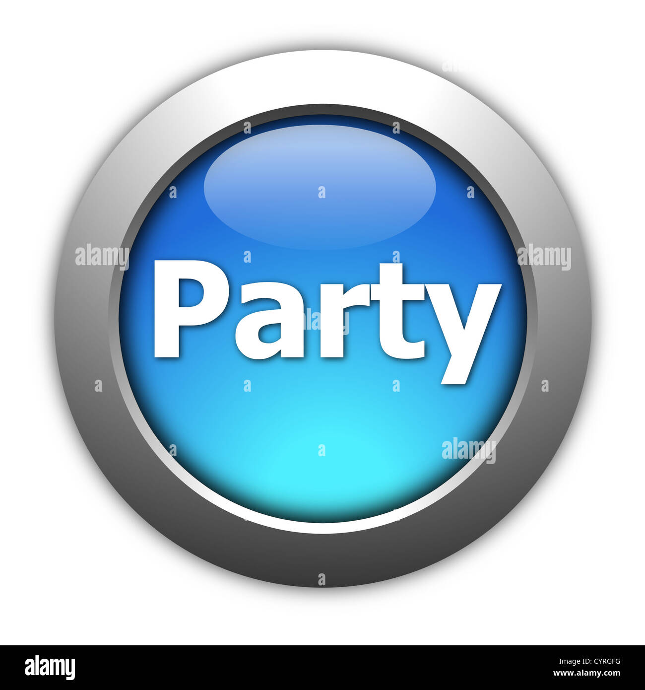 party or fun button for a happy day isolated on white Stock Photo - Alamy