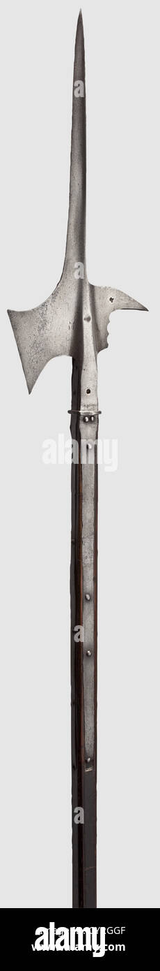A German halberd,circa 1520 Long tapered spike,single-edged with a ...