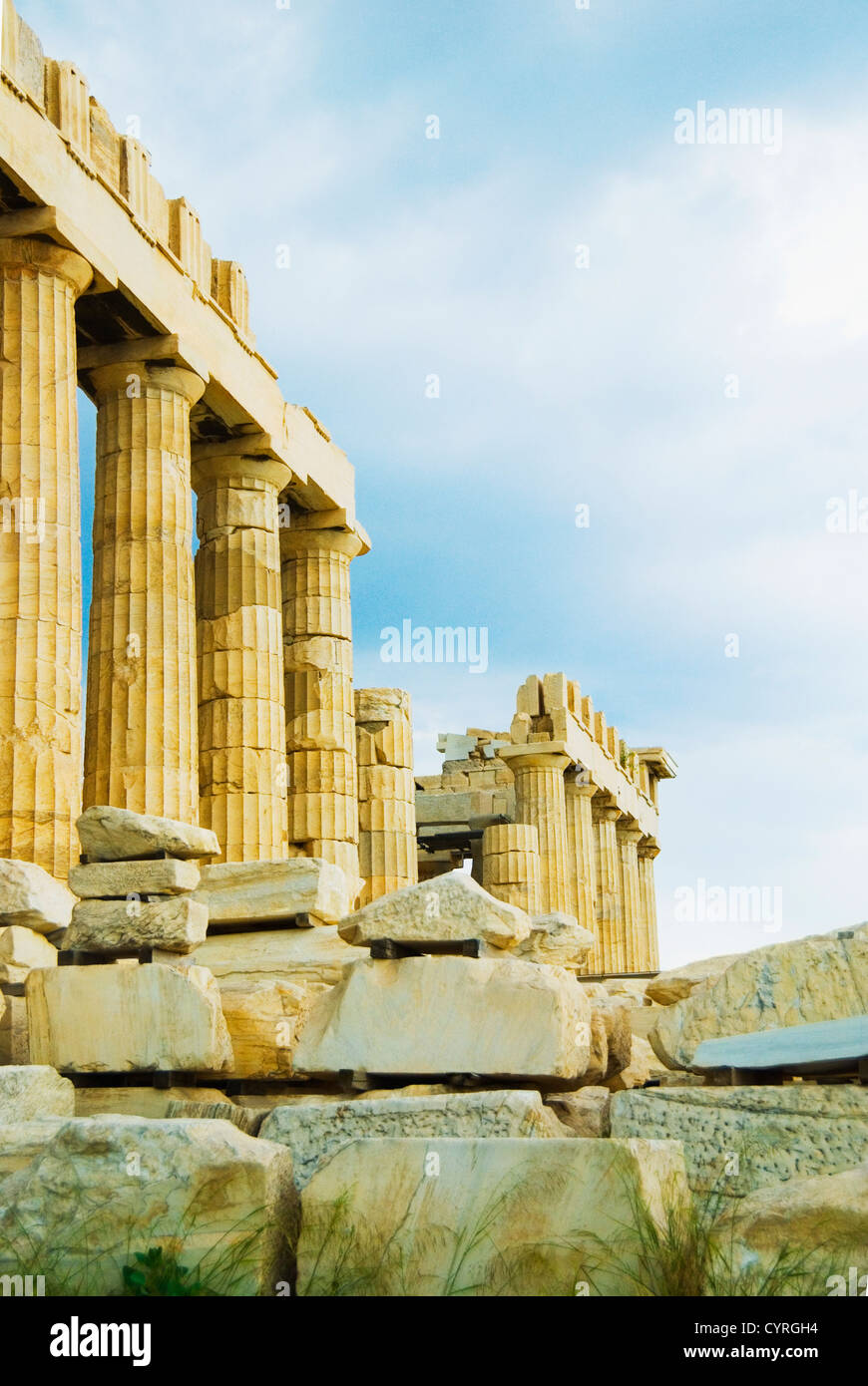 Low angle view of a colonnade, Acropolis, Athens, Greece Stock Photo ...