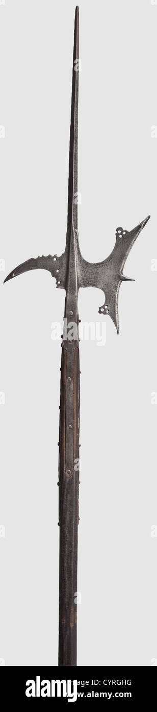 A South German or Italian halberd, circa 1570 Slender thrusting spike ...