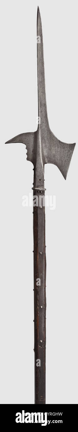 A German halberd,circa 1520 Long tapered spike,single-edged with a ...