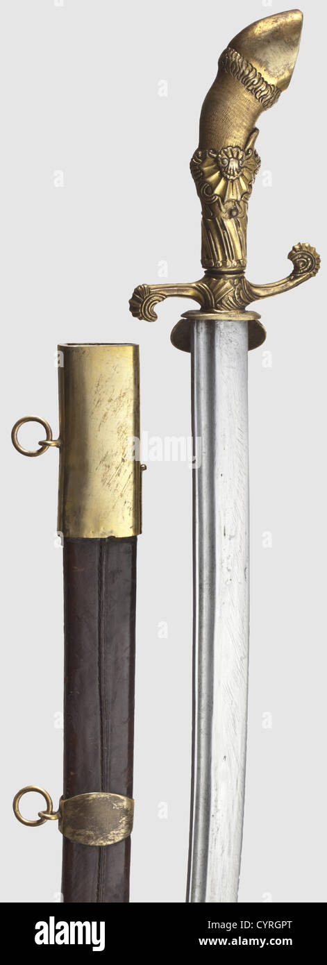 A German hunting sword(Plaute)with scabbard,18th century Single-edged ...