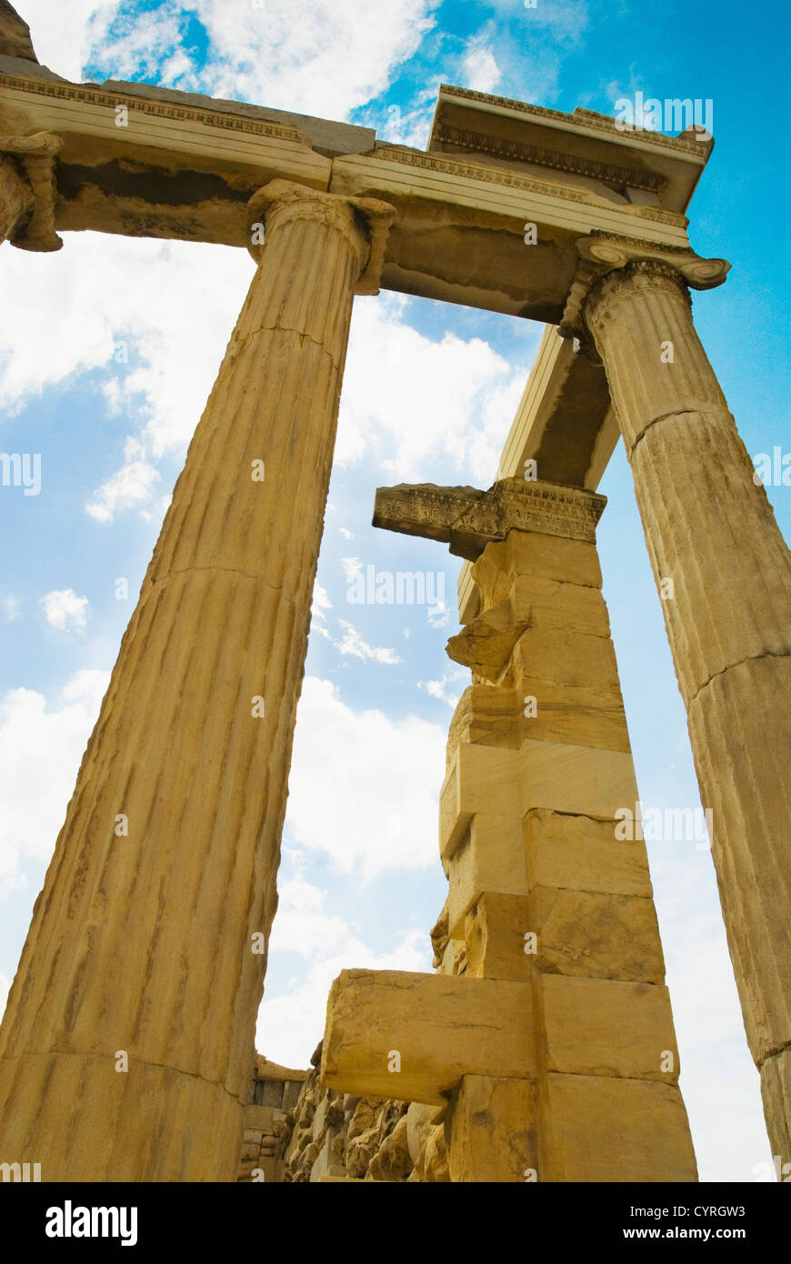 Colonnade of an ancient temple, Parthenon, Acropolis, Athens, Greece ...