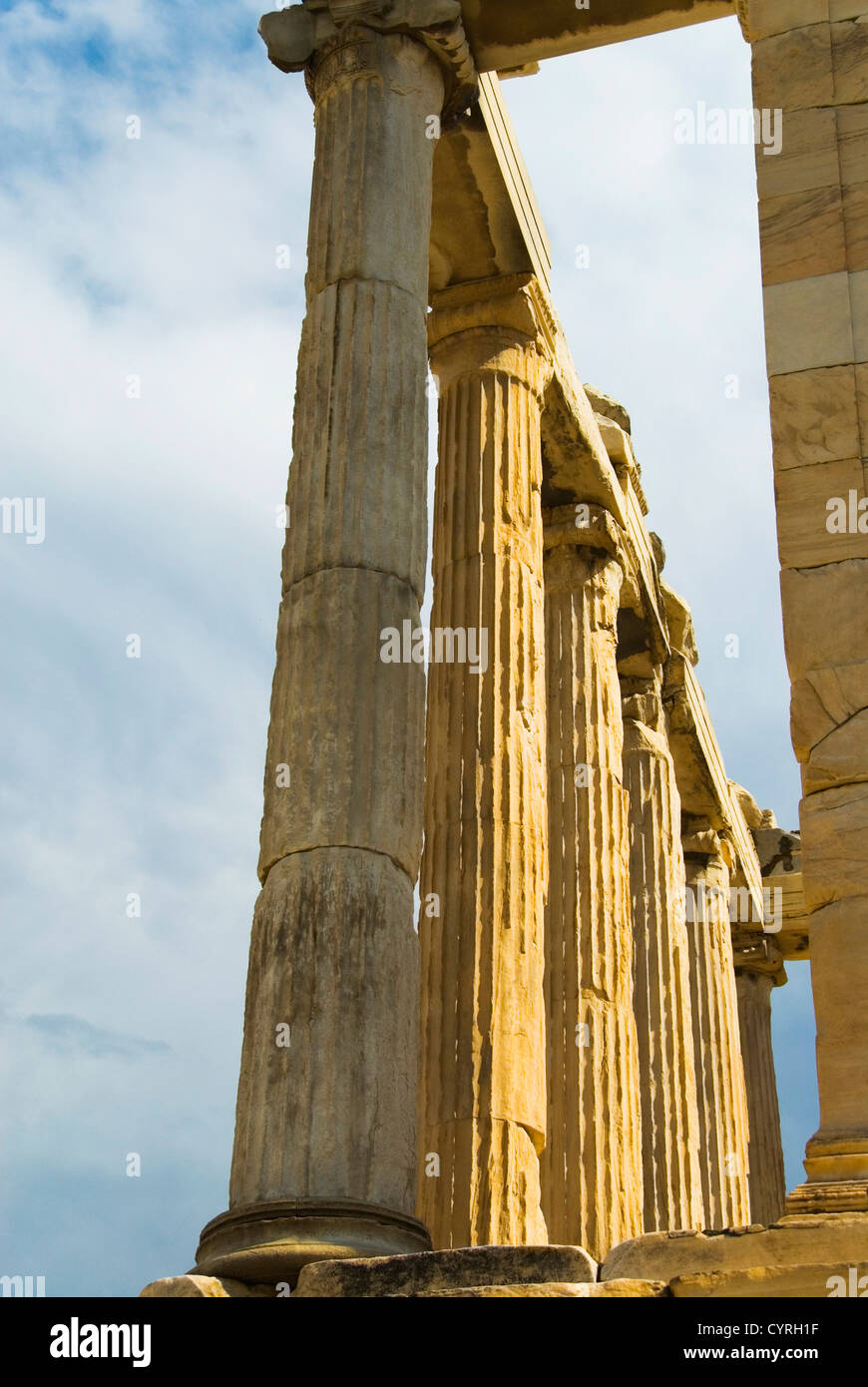 Colonnade of an ancient temple, Parthenon, Acropolis, Athens, Greece ...