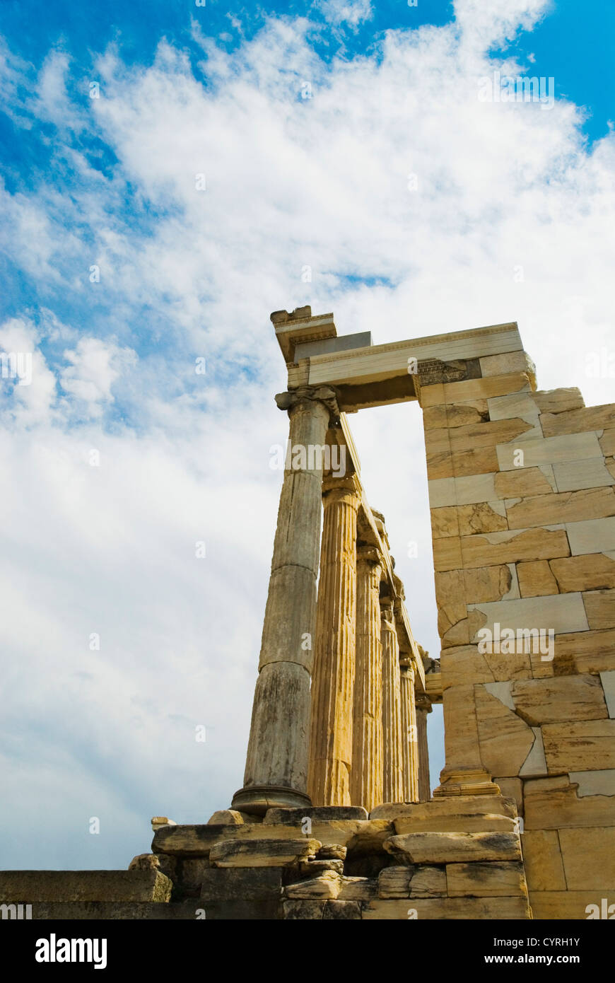 Colonnade of an ancient temple, Parthenon, Acropolis, Athens, Greece ...